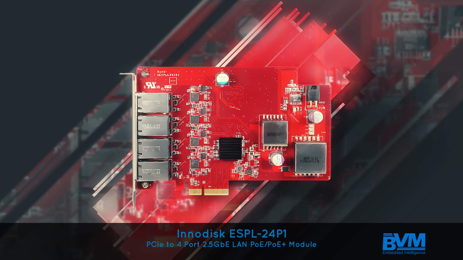 Innodisk ESPL-24P1: PCIe to 4 Port 2.5GbE LAN PoE/PoE+ - BVM Ltd